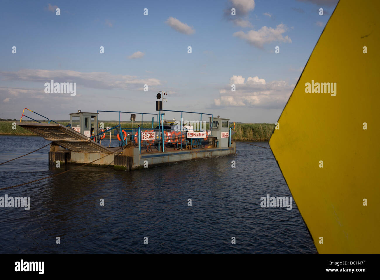 The chain ferry crossing the River Yare in Reedham on the Norfolk ...