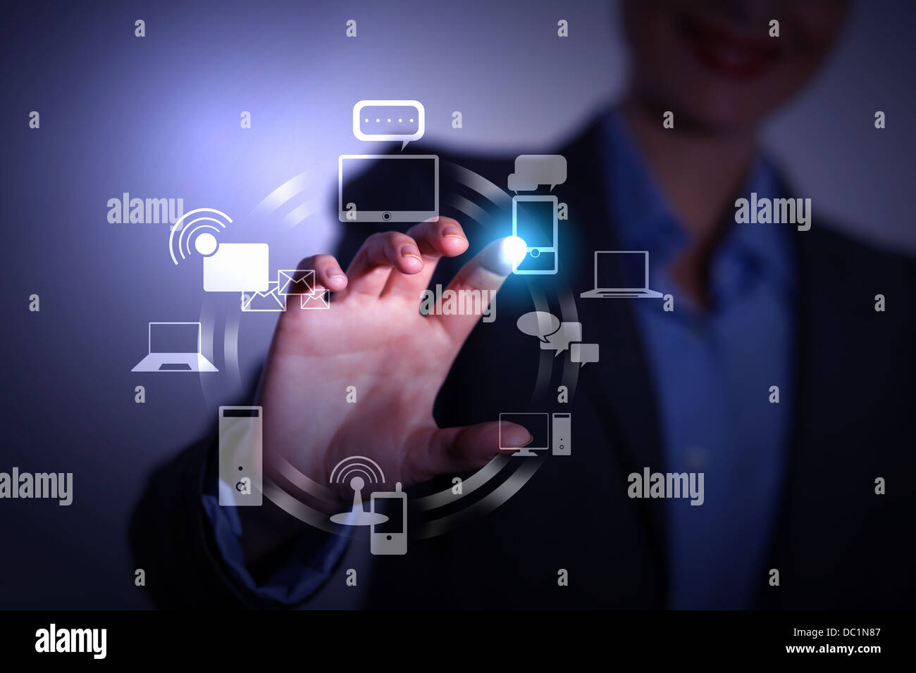 hand pushing on a touch screen Stock Photo - Alamy