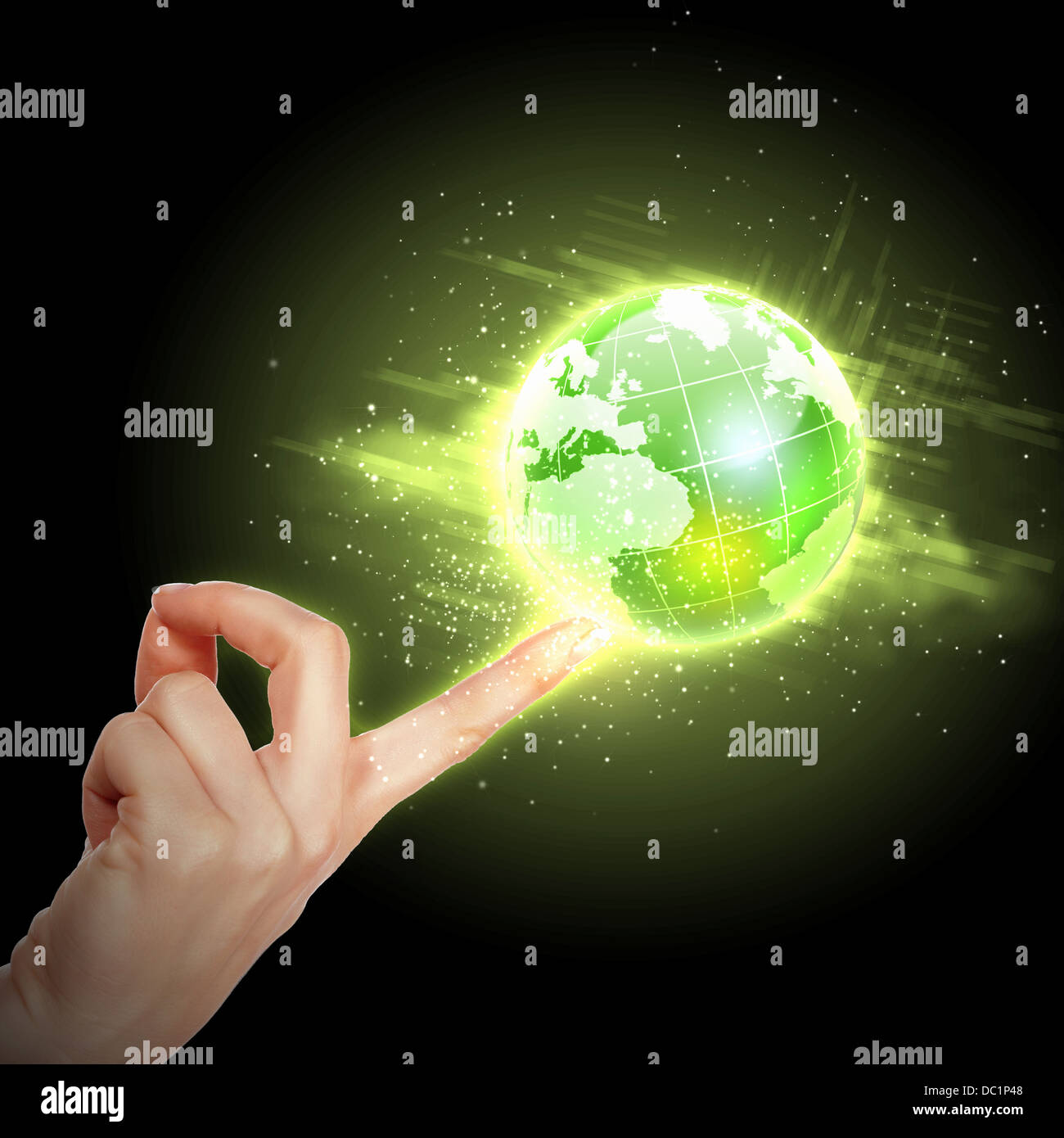 hand touching the earth Stock Photo - Alamy