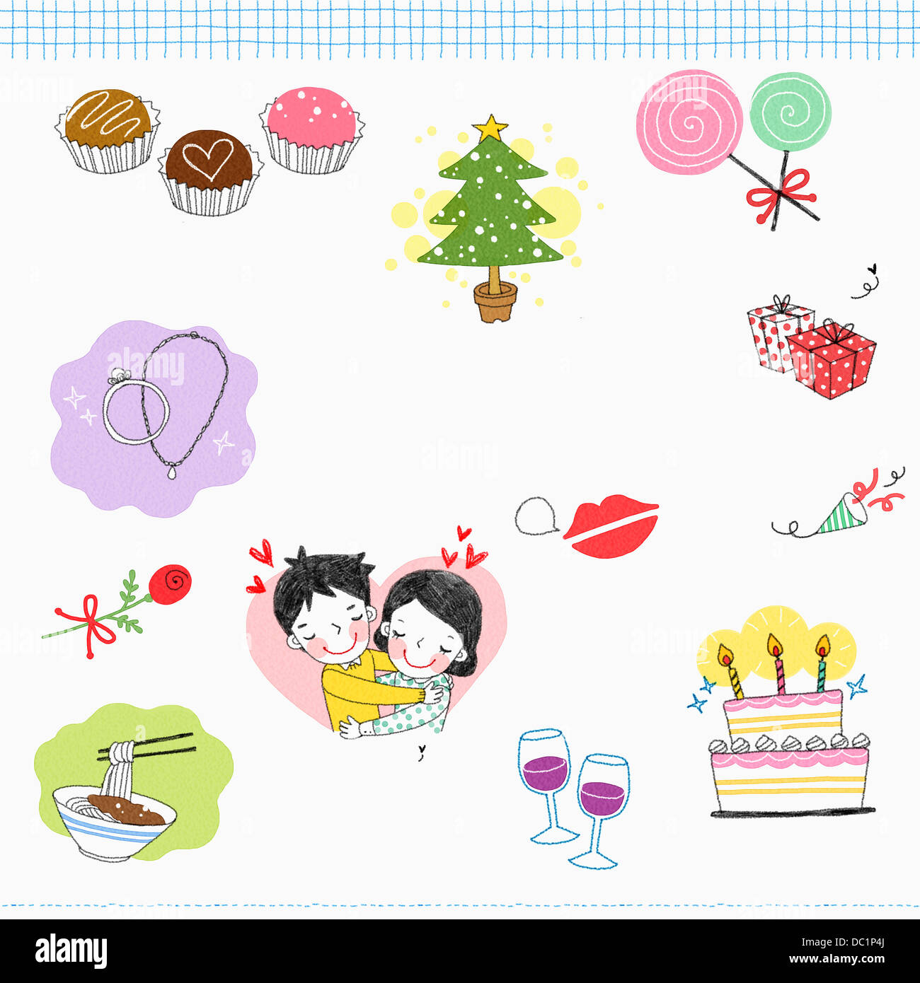 illustration set of icons related to special days Stock Photo - Alamy