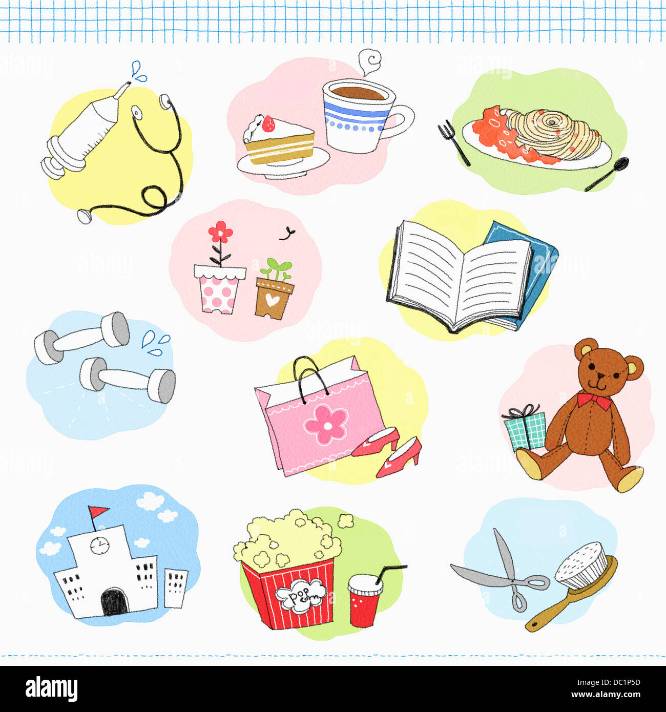 illustration set of icons related to leisure time Stock Photo - Alamy