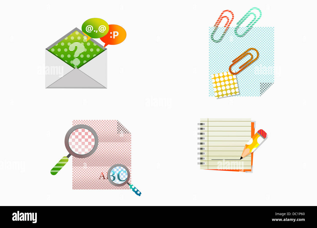 set of illustrative icons featuring notes Stock Photo - Alamy