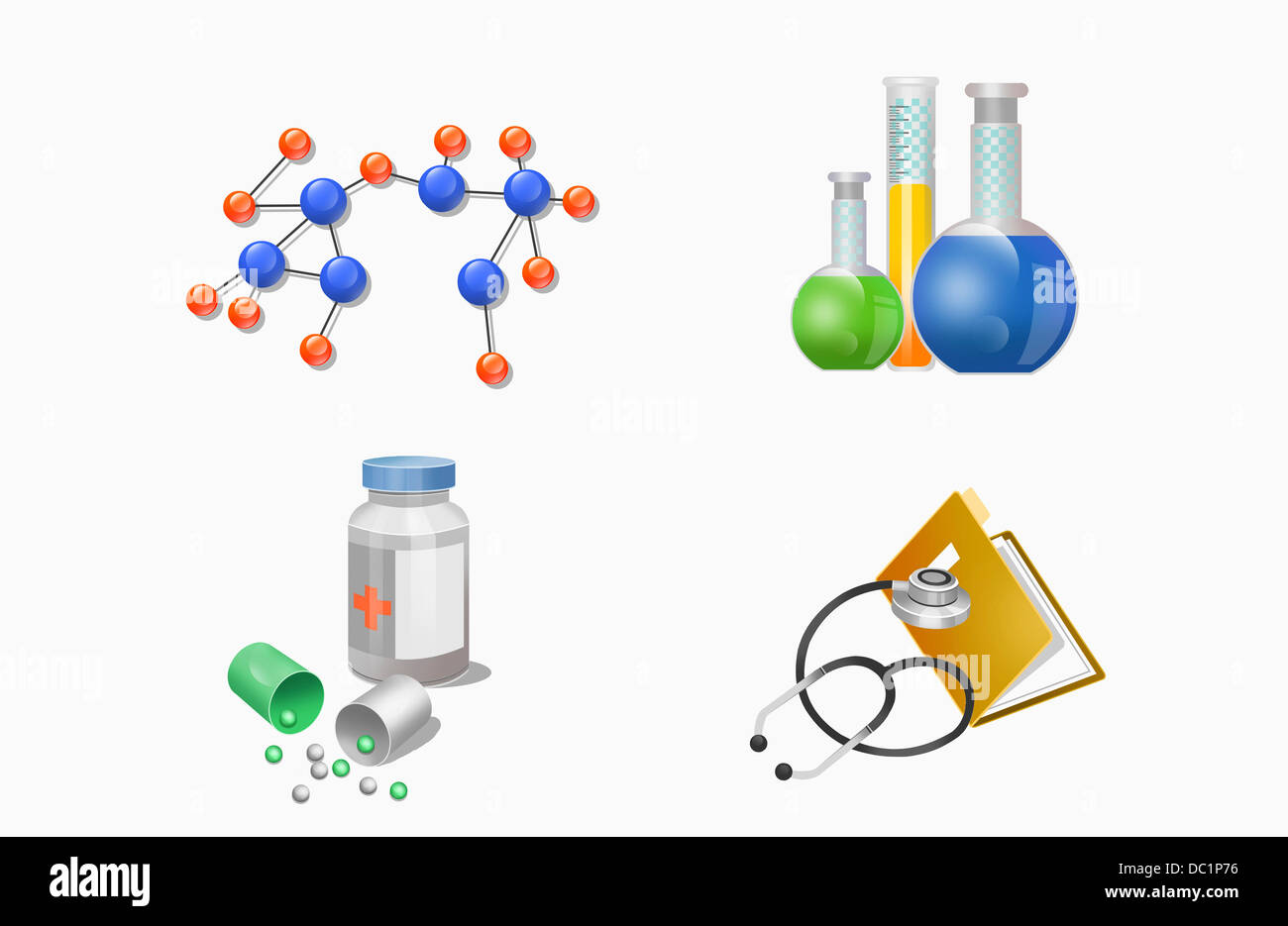 set of illustrative icons related to science Stock Photo - Alamy