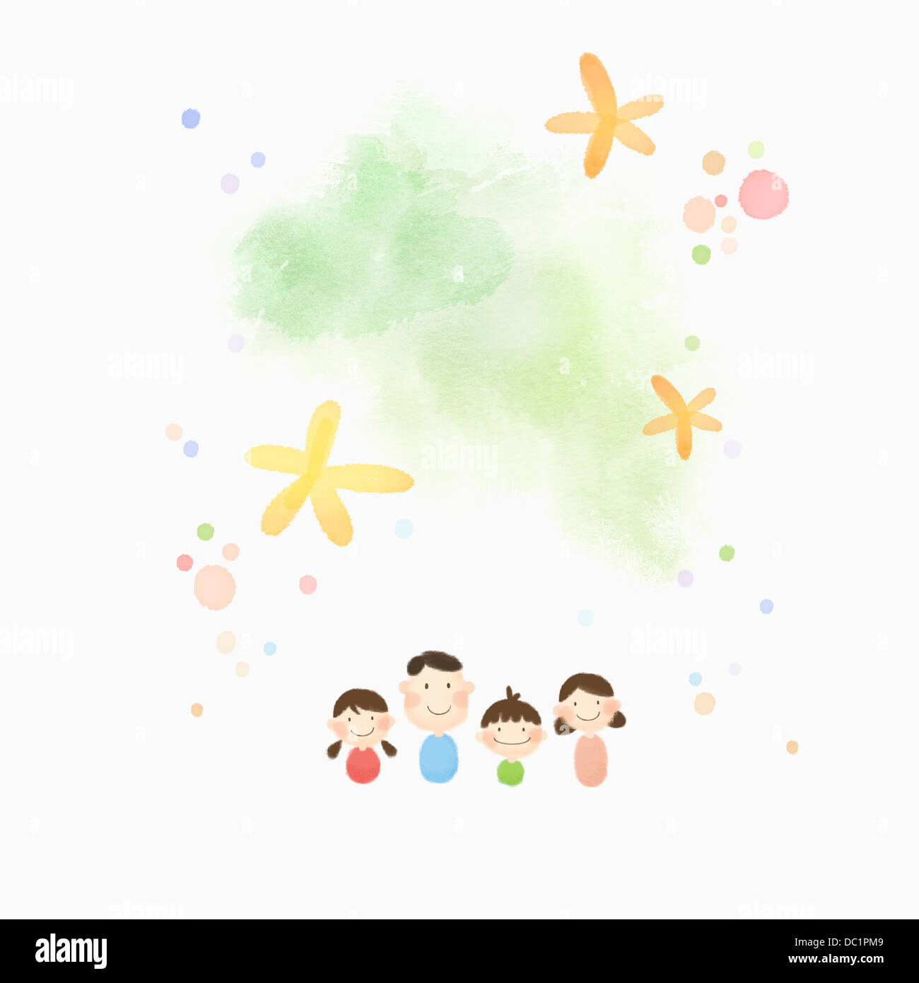 illustration of a memo template featuring a family Stock Photo - Alamy