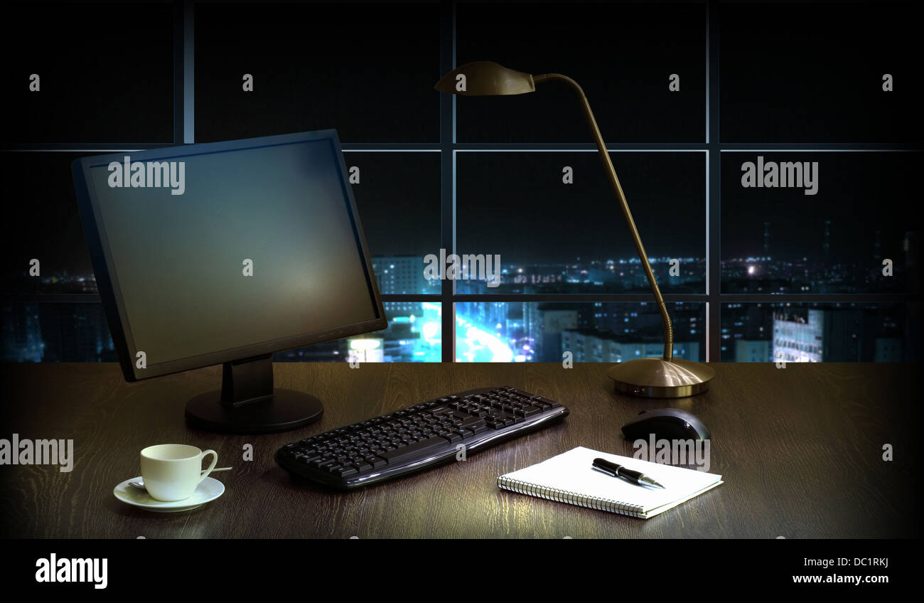 Office at night Stock Photo - Alamy
