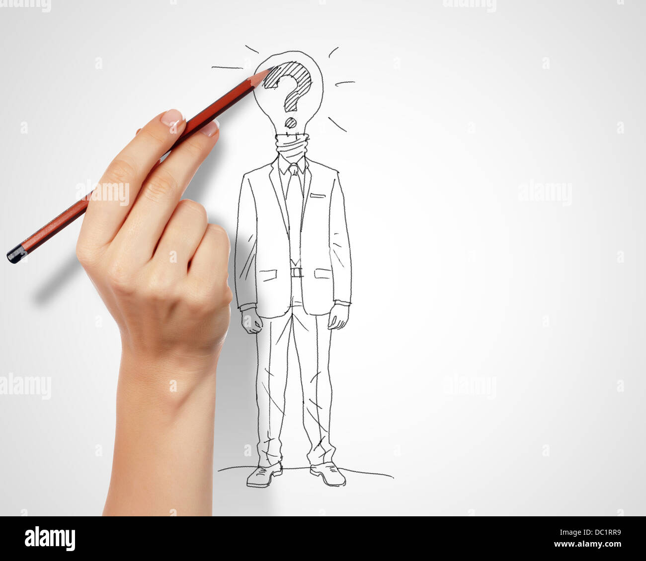 Questions and challenges in business drawing Stock Photo - Alamy
