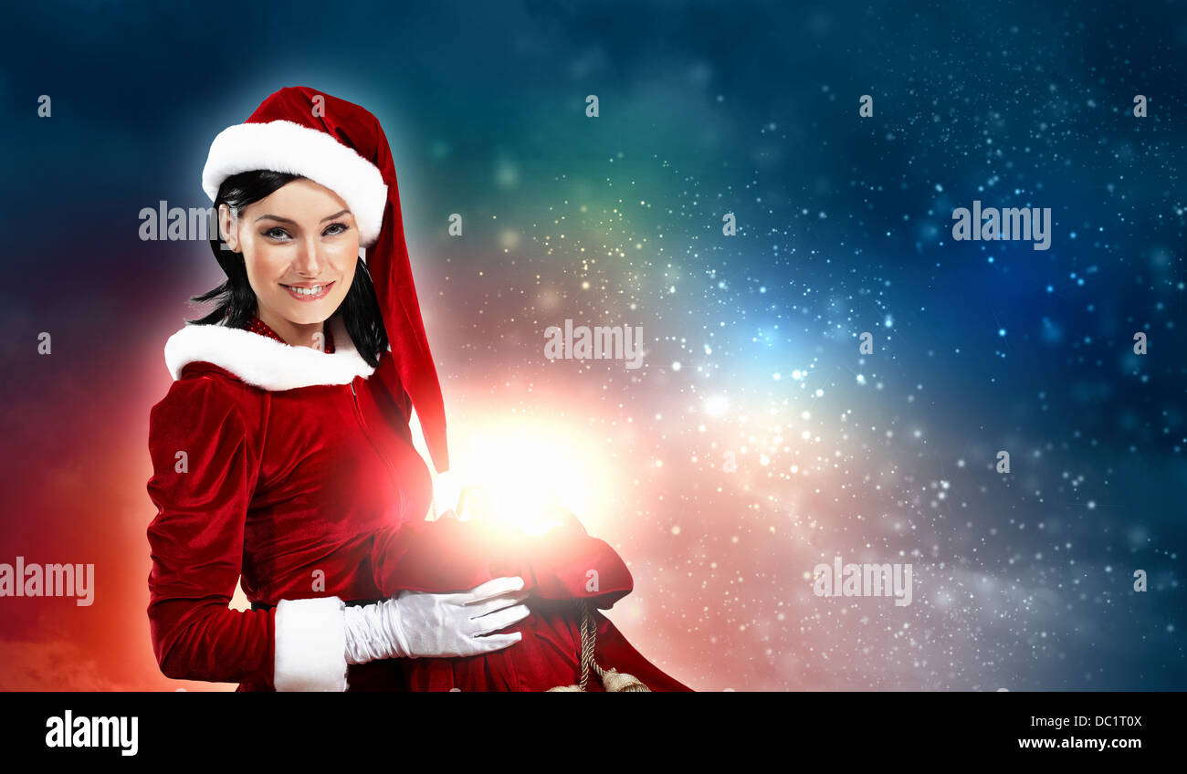 beautiful girl in santa costume Stock Photo - Alamy