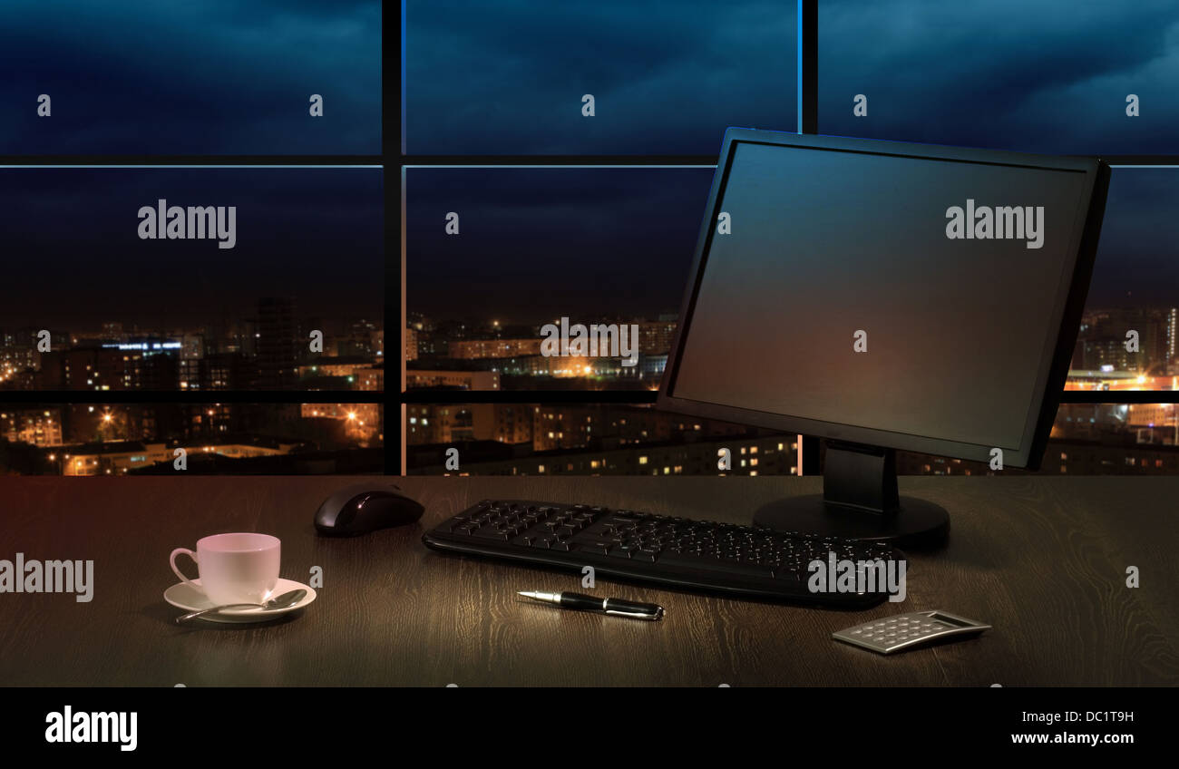 Office at night Stock Photo - Alamy