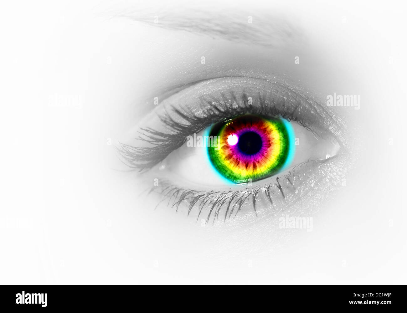 Human eye on grey background Stock Photo - Alamy