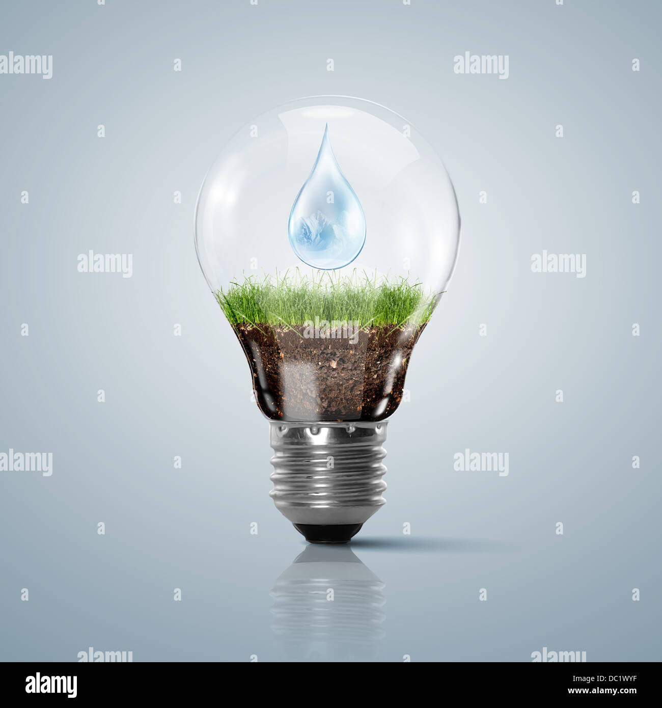 Lamp bulb with clean nature symbol inside Stock Photo - Alamy