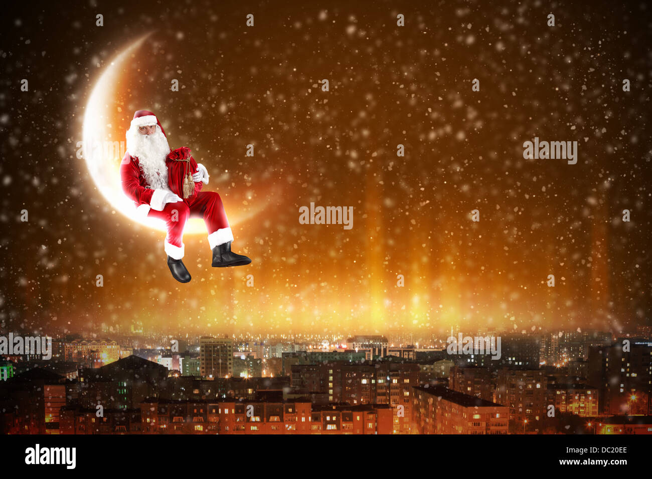 Santa on the moon Stock Photo - Alamy