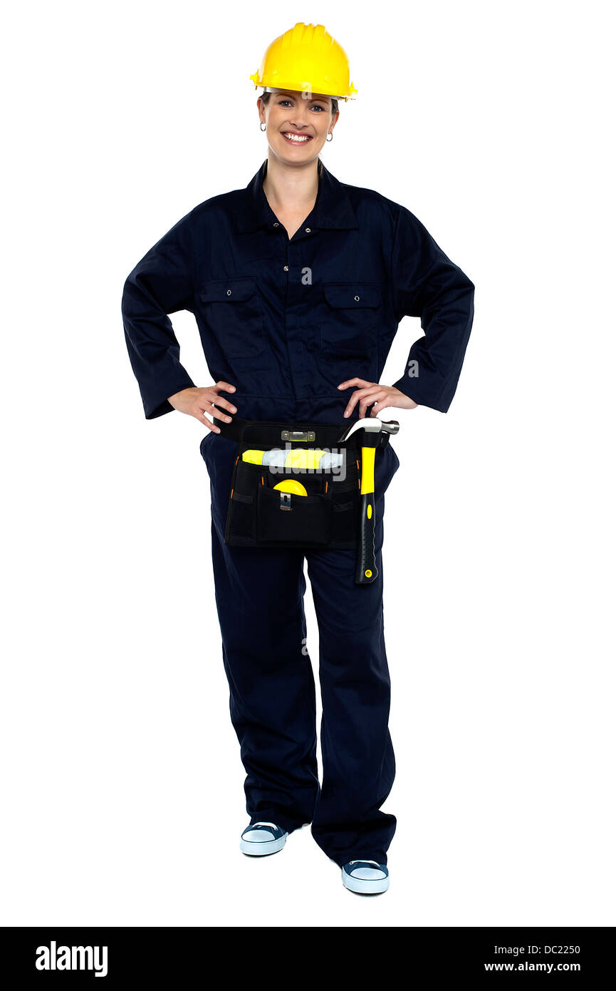 Active woman construction worker Stock Photo - Alamy