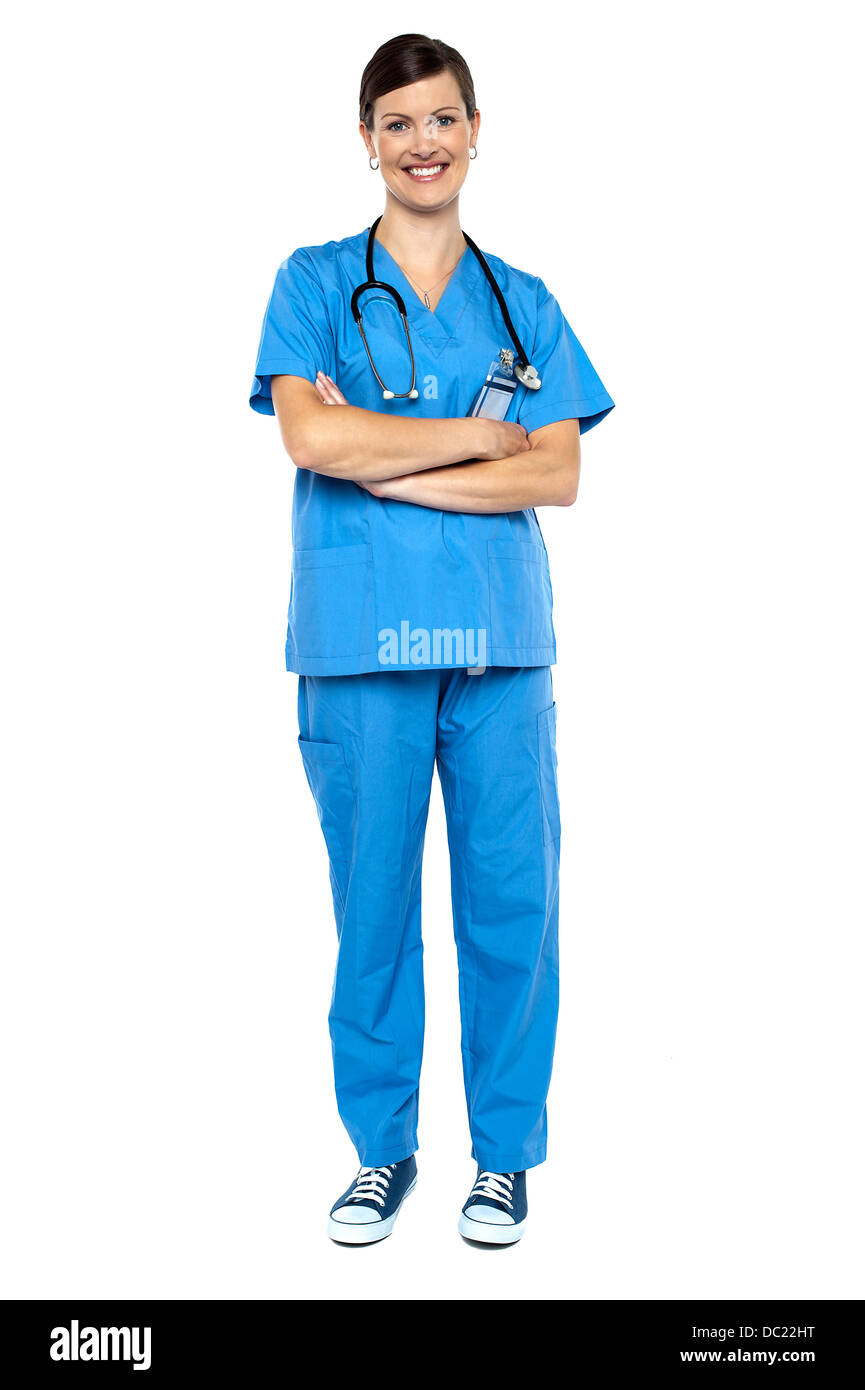 Smart looking female doctor, arms folded Stock Photo - Alamy