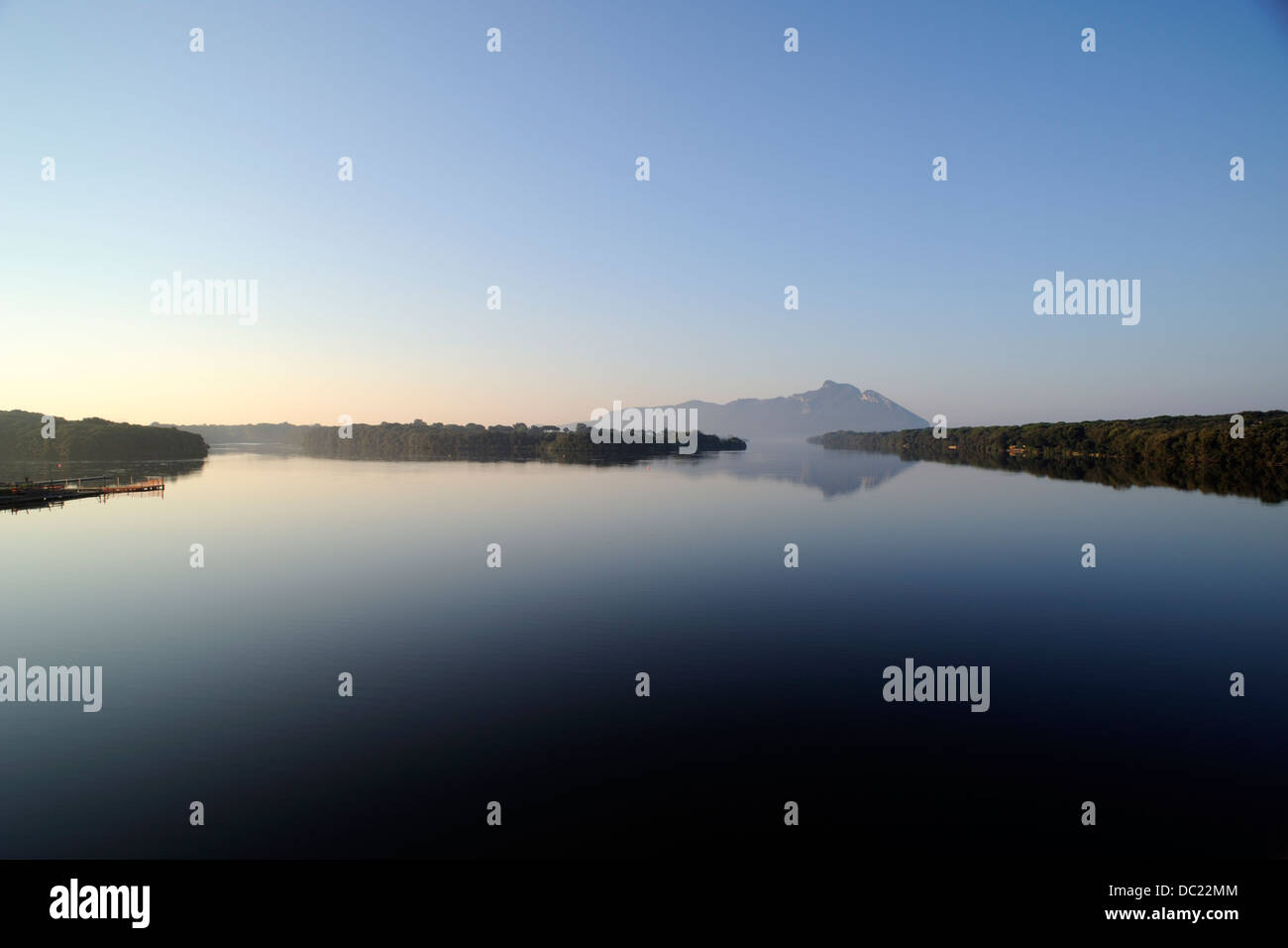 Italy, Lazio, Circeo National Park, Mount Circeo and Sabaudia lake at ...