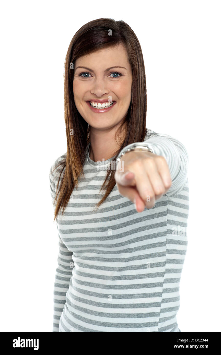 Lady pointing finger towards camera hi-res stock photography and images ...