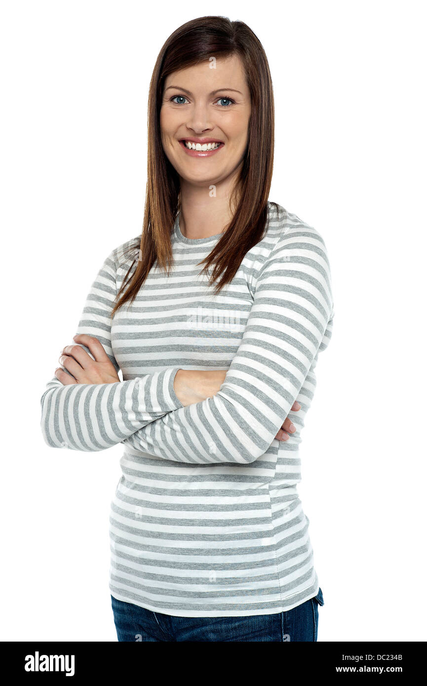 Cheerful lady in casual wear striking a pose Stock Photo - Alamy