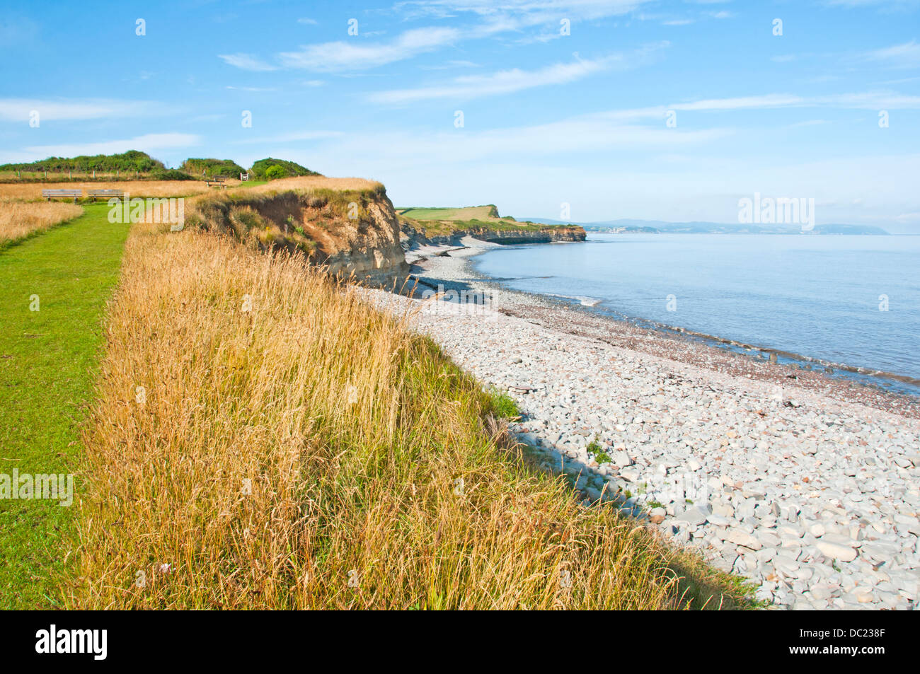 View from Kilve Beach and coast path towards St Audries Bay Blue Anchor ...