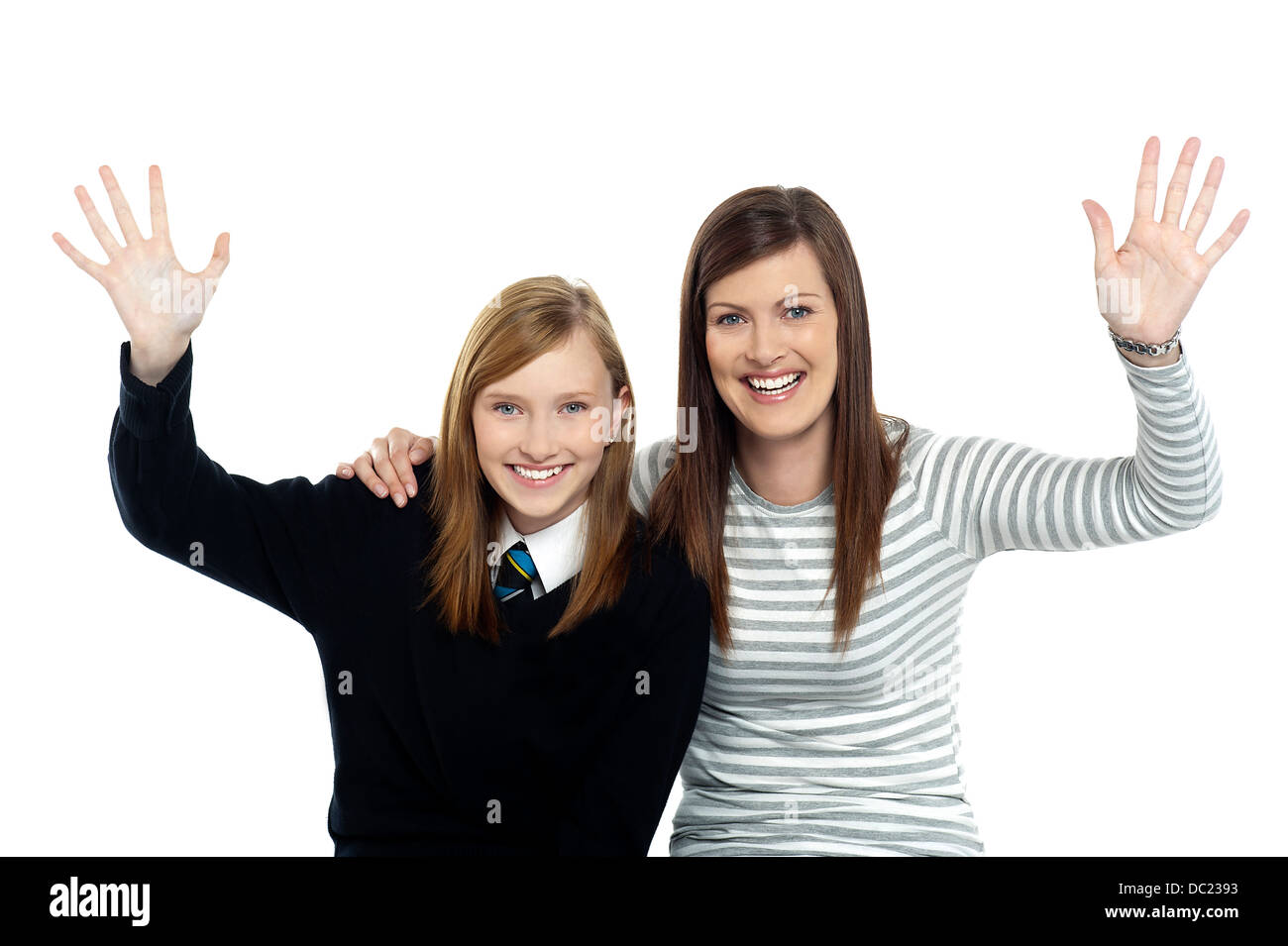School mum waving hi-res stock photography and images - Alamy
