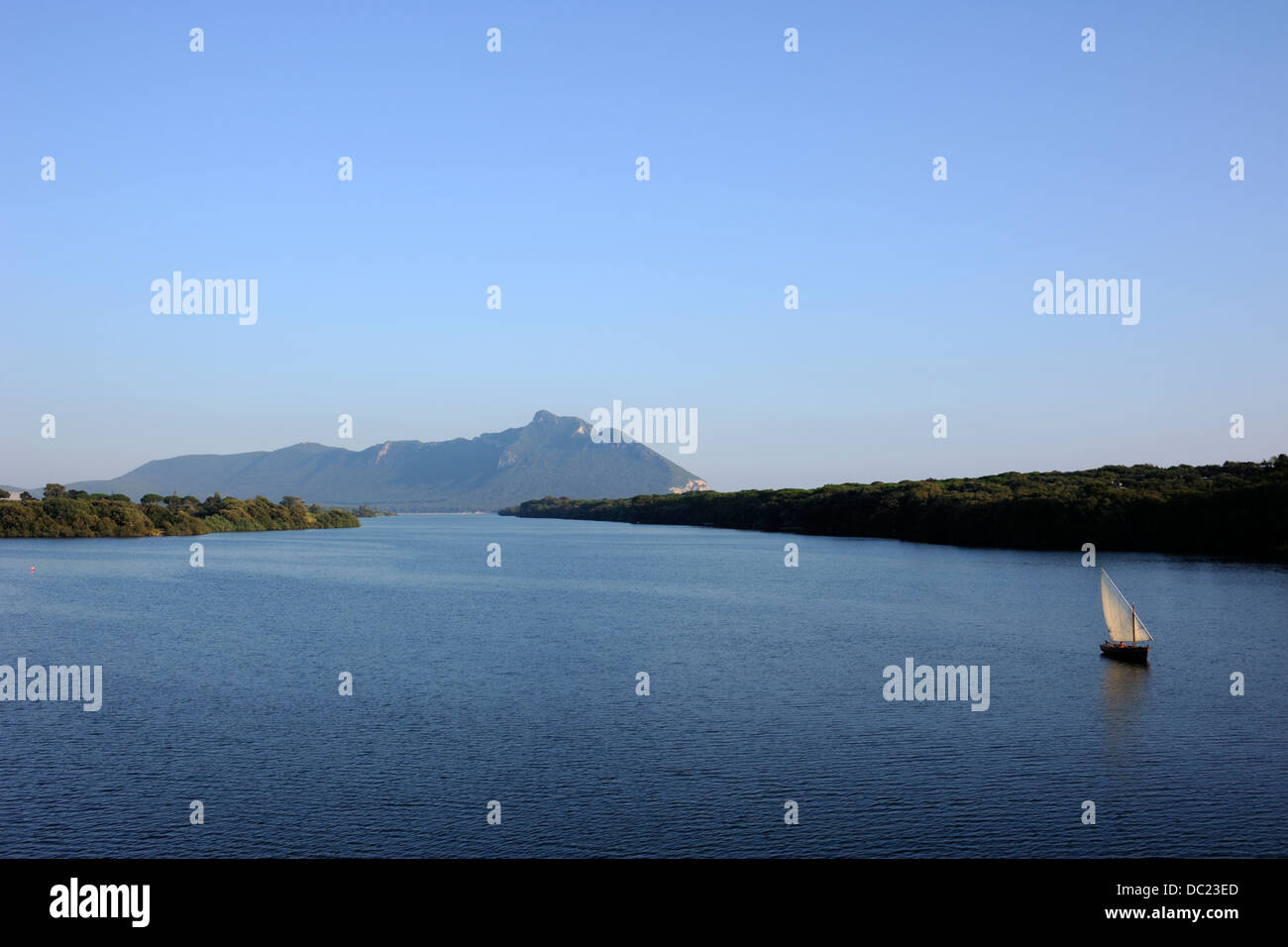 Italy, Lazio, Circeo National Park, Mount Circeo and Sabaudia lake at ...