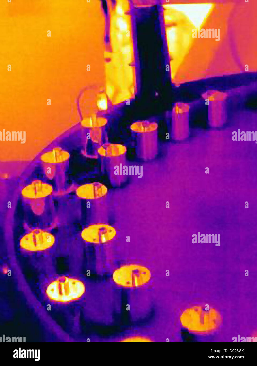 Thermal image of hot machined parts emerging from a CNC machine Stock ...