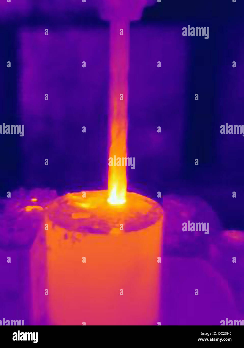Thermal image of drilling into a component, with heating of the drill ...