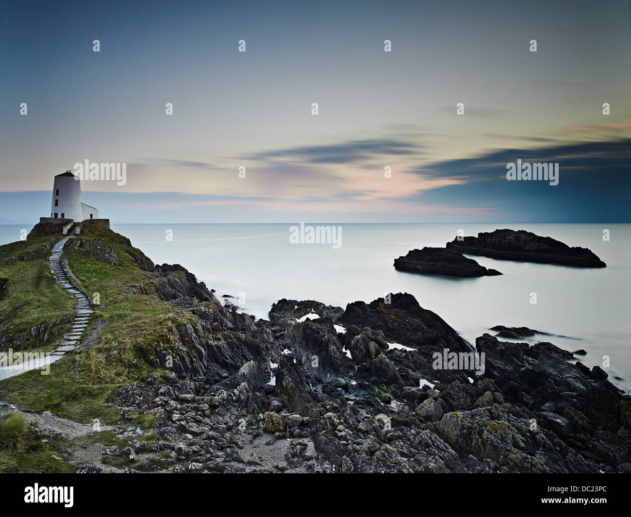 Lighthouse at Llanddwyn Island, Newborough, Anglesey, Wales Stock Photo ...