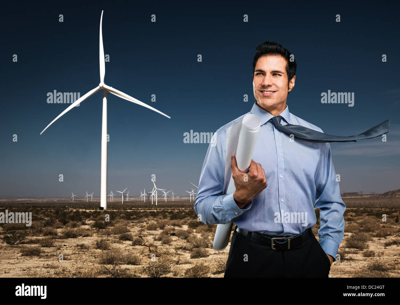 Person standing in wind farm hi-res stock photography and images - Alamy