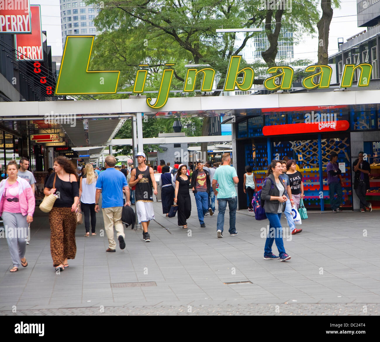 Lijnbaan pedestrianised shopping in central Rotterdam Netherlands ...
