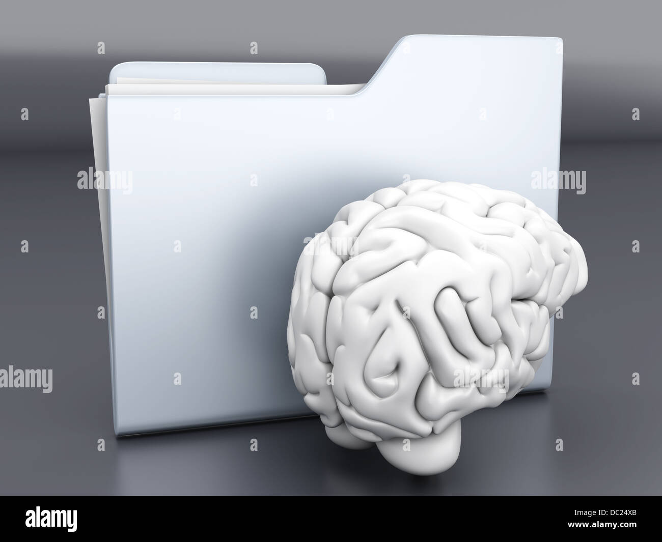 Brain and a Folder. 3D illustration Stock Photo - Alamy