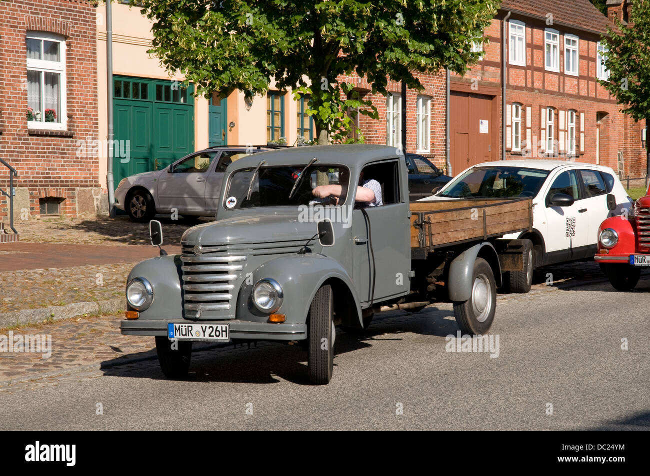 Historic GDR Framo truck on the road at Röbel, Mecklenburg-Western ...