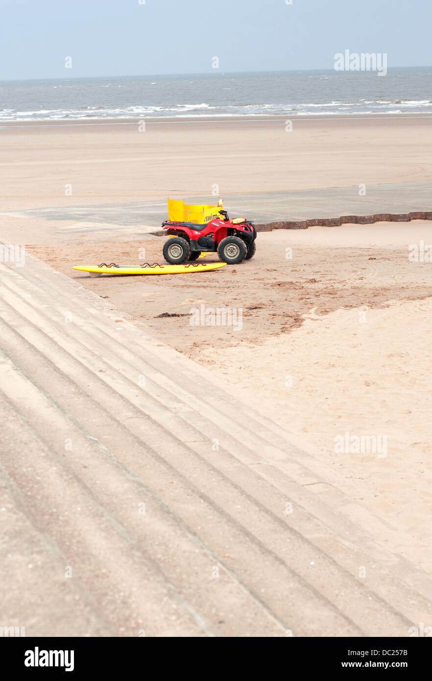 image of sand buggy and items of lifeguard on beach Stock Photo - Alamy
