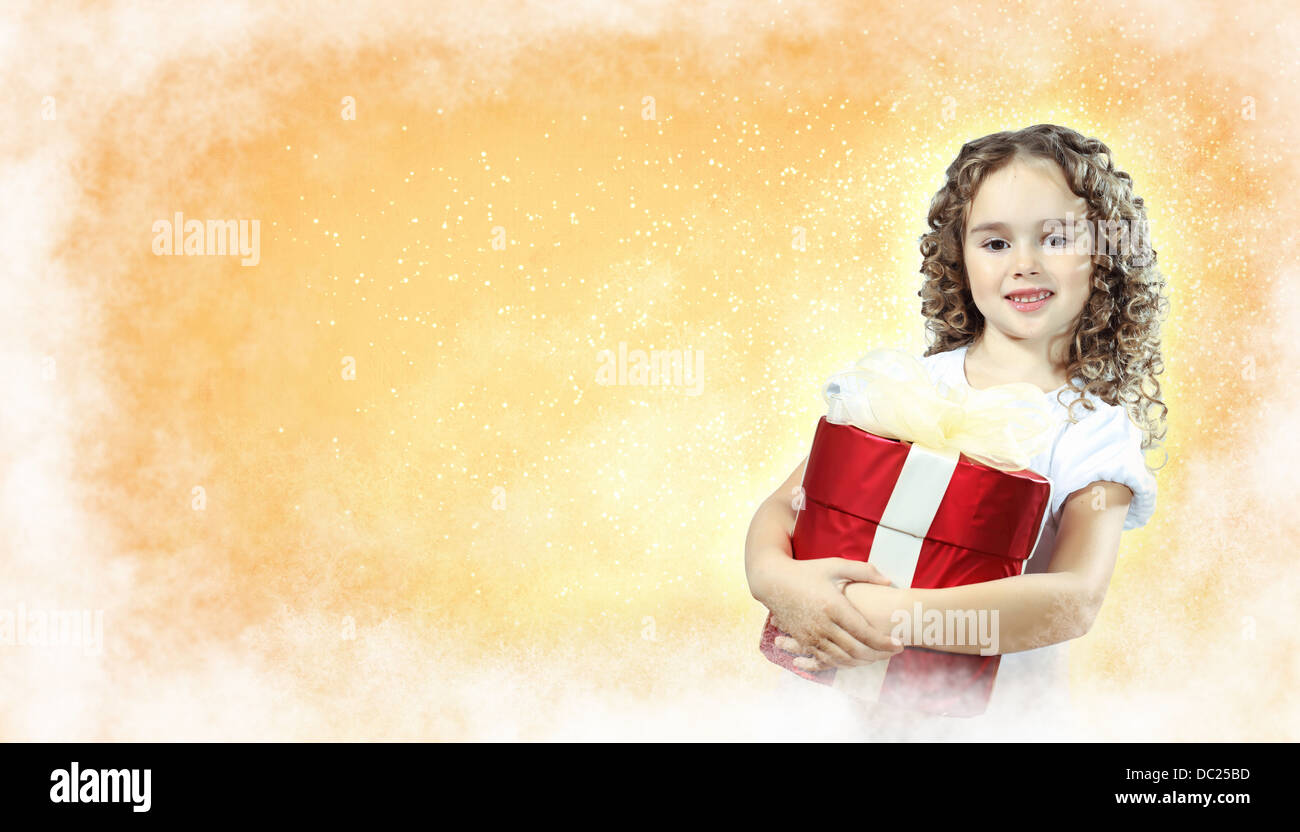 Happy girl opening gift box Stock Photo - Alamy