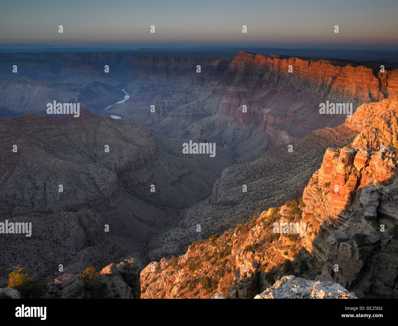 Light from the setting sun illuminates the Grand Canyon Stock Photo - Alamy