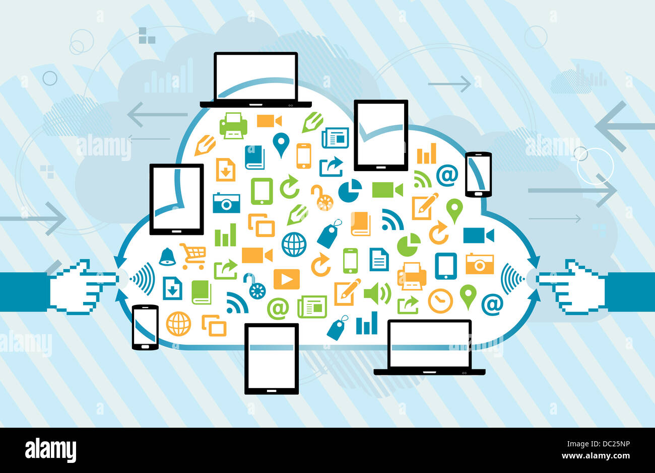 Vector illustration of mobile cloud connection technology concept Stock Photo - Alamy