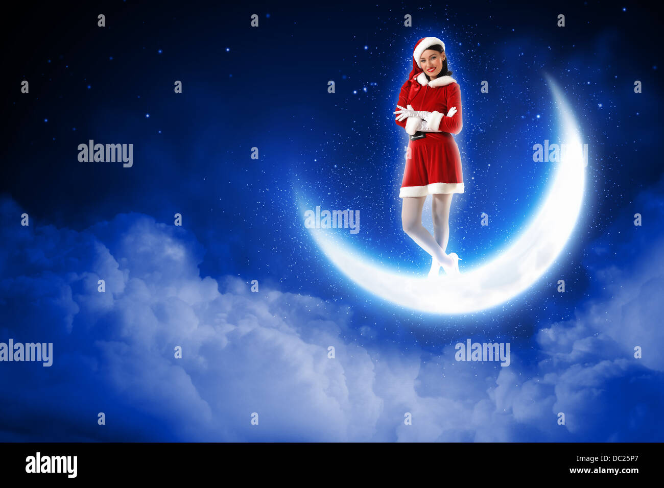 Girl moon night sitting hi-res stock photography and images - Alamy