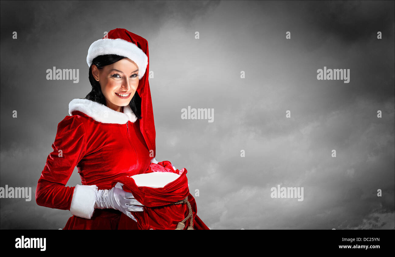 beautiful girl in santa costume Stock Photo - Alamy