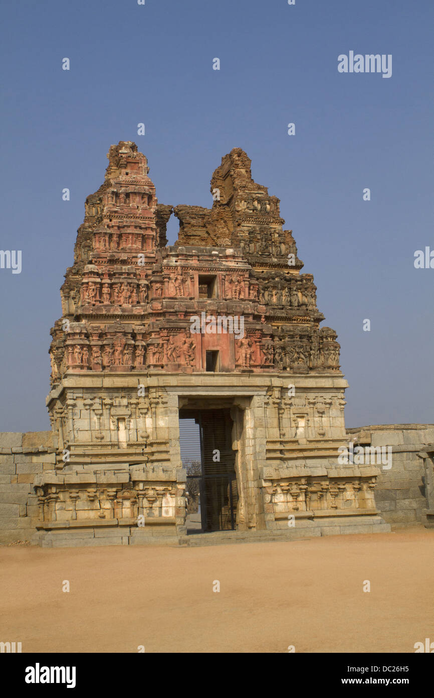 Carved temple entrance or gopuram, Vithala temple. Hampi, Karnataka ...