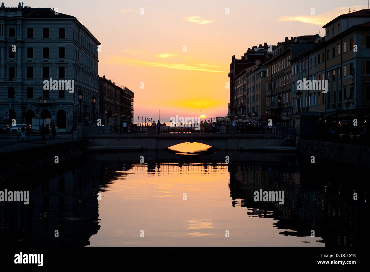The famous Canal Grande in Trieste at sunset Stock Photo - Alamy