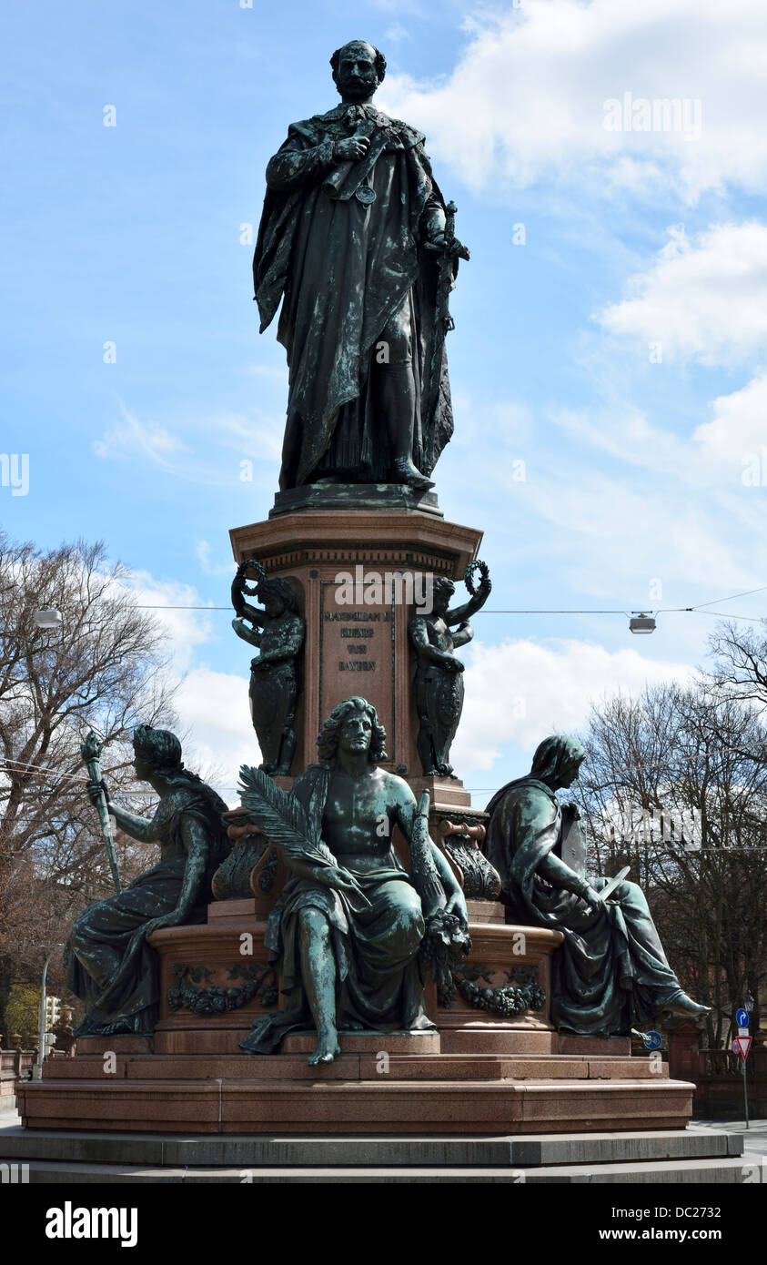 Monument of King Max II in Munich, Maximilian street. The statue was ...