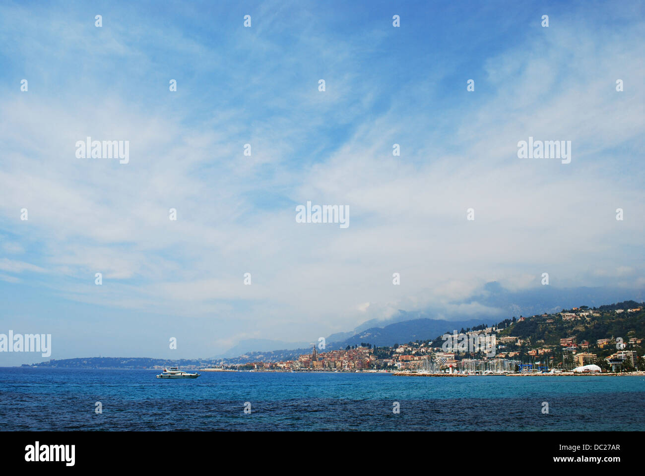 Menton town and coast, french riviera landscape, Provence, France Stock ...