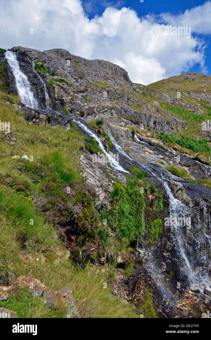 Levers Water Beck and waterfalls in Copper Mines Valley above Coniston ...