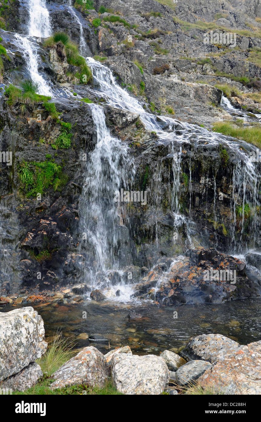 Levers Water Beck and waterfalls in Copper Mines Valley above Coniston ...
