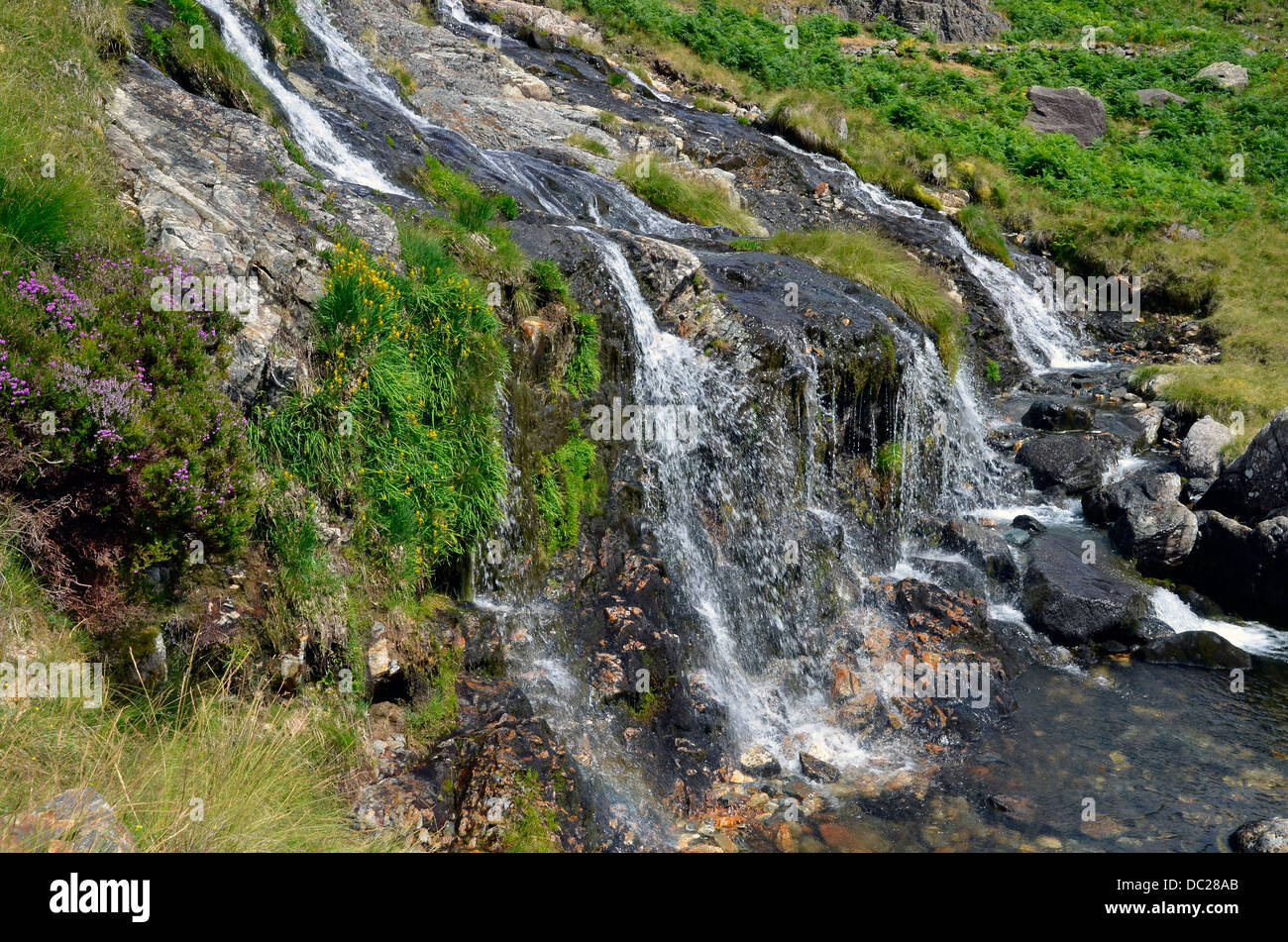 Levers Water Beck and waterfalls in Copper Mines Valley above Coniston ...