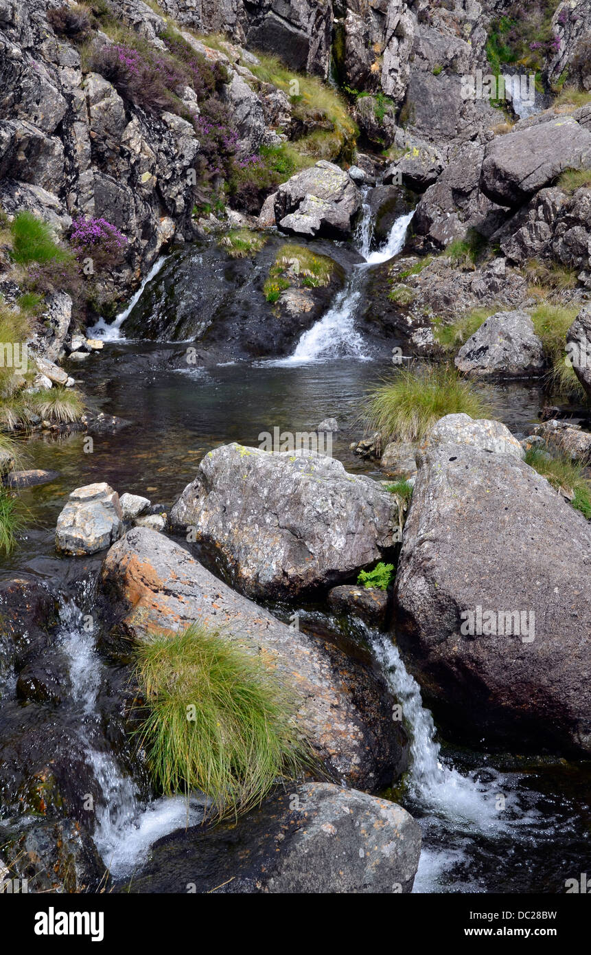 Levers Water Beck and waterfalls in Copper Mines Valley above Coniston ...