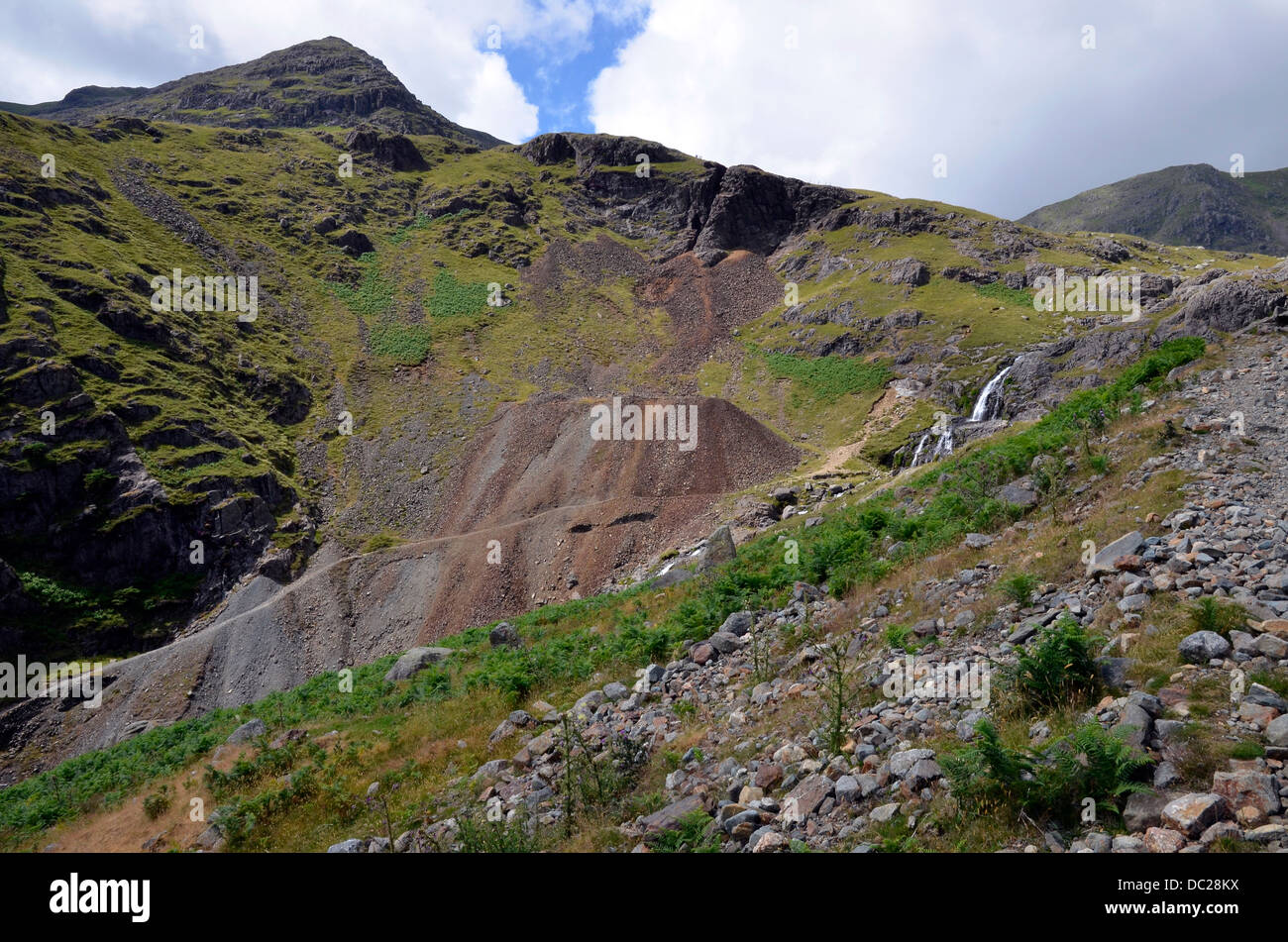 Mine waste tips in Copper Mines Valley, Coniston, Lake District ...
