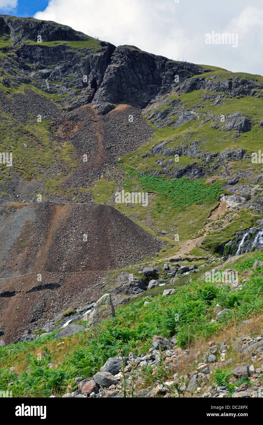 Mine waste tips in Copper Mines Valley, Coniston, Lake District ...