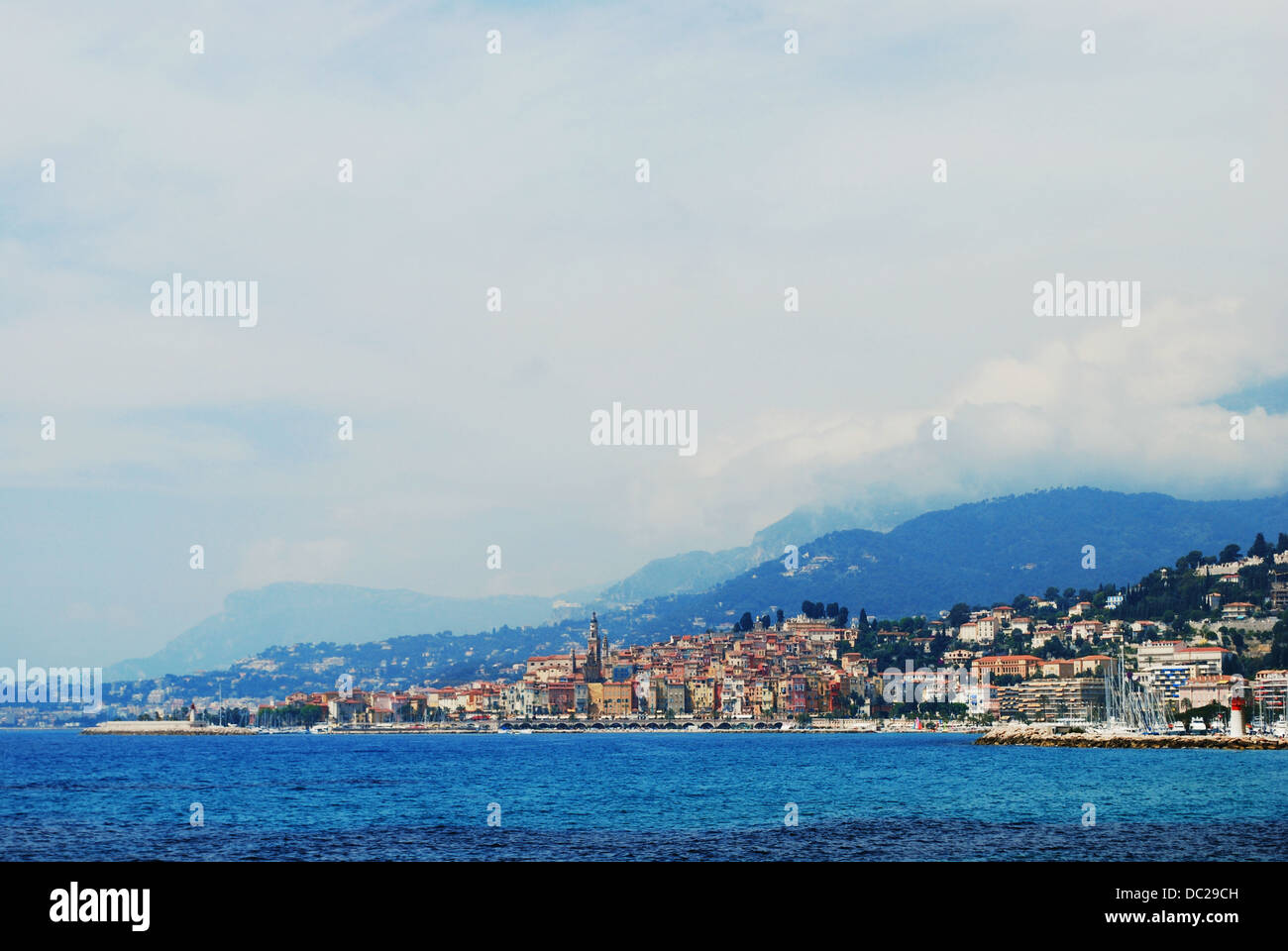 Menton town and coast, french riviera landscape, Provence, France Stock ...