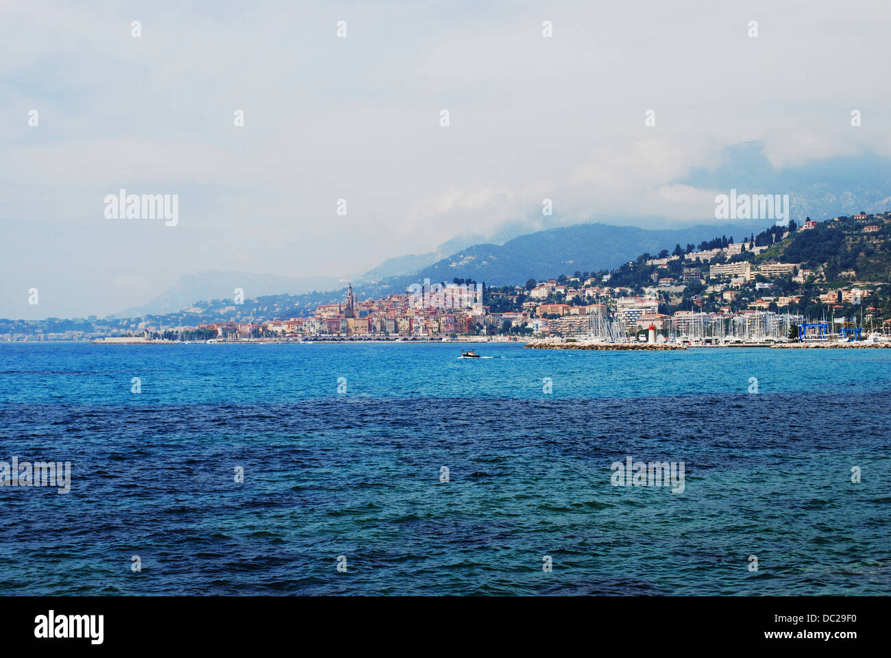 Menton town and coast, french riviera landscape, Provence, France Stock ...