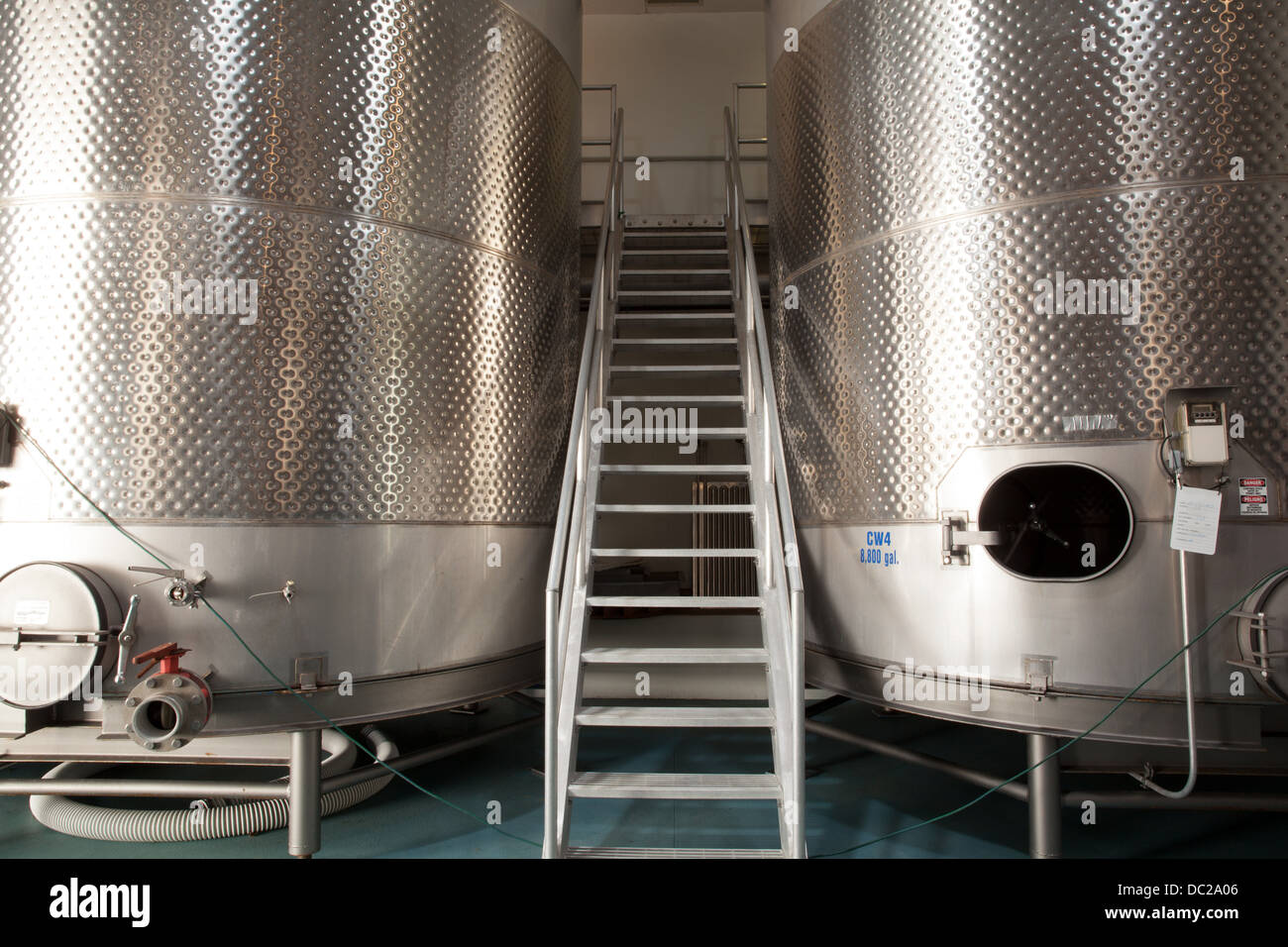 Metal vats in vineyard Stock Photo - Alamy