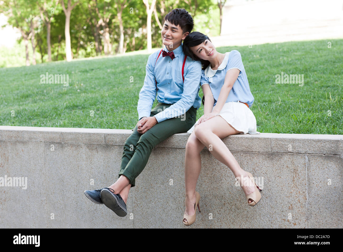 Sweet young Chinese couple dating Stock Photo - Alamy